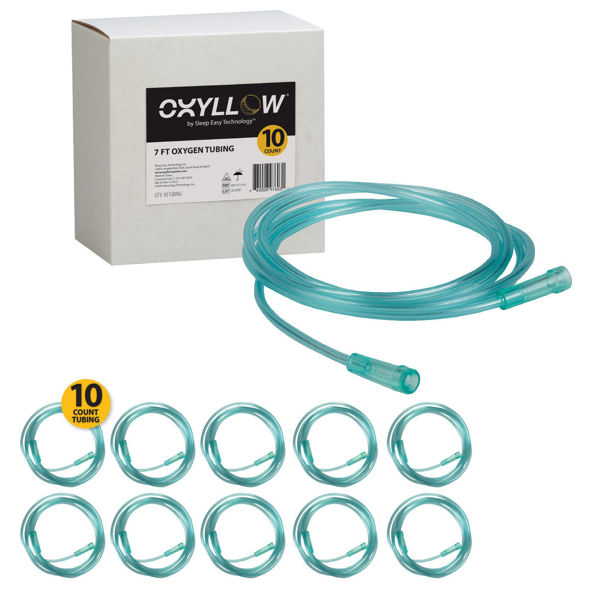 Premium 7 FT Oxygen Tubing | 10-Count | 6-Channel Kink-Resistant Air F | Sleep Easy Technology