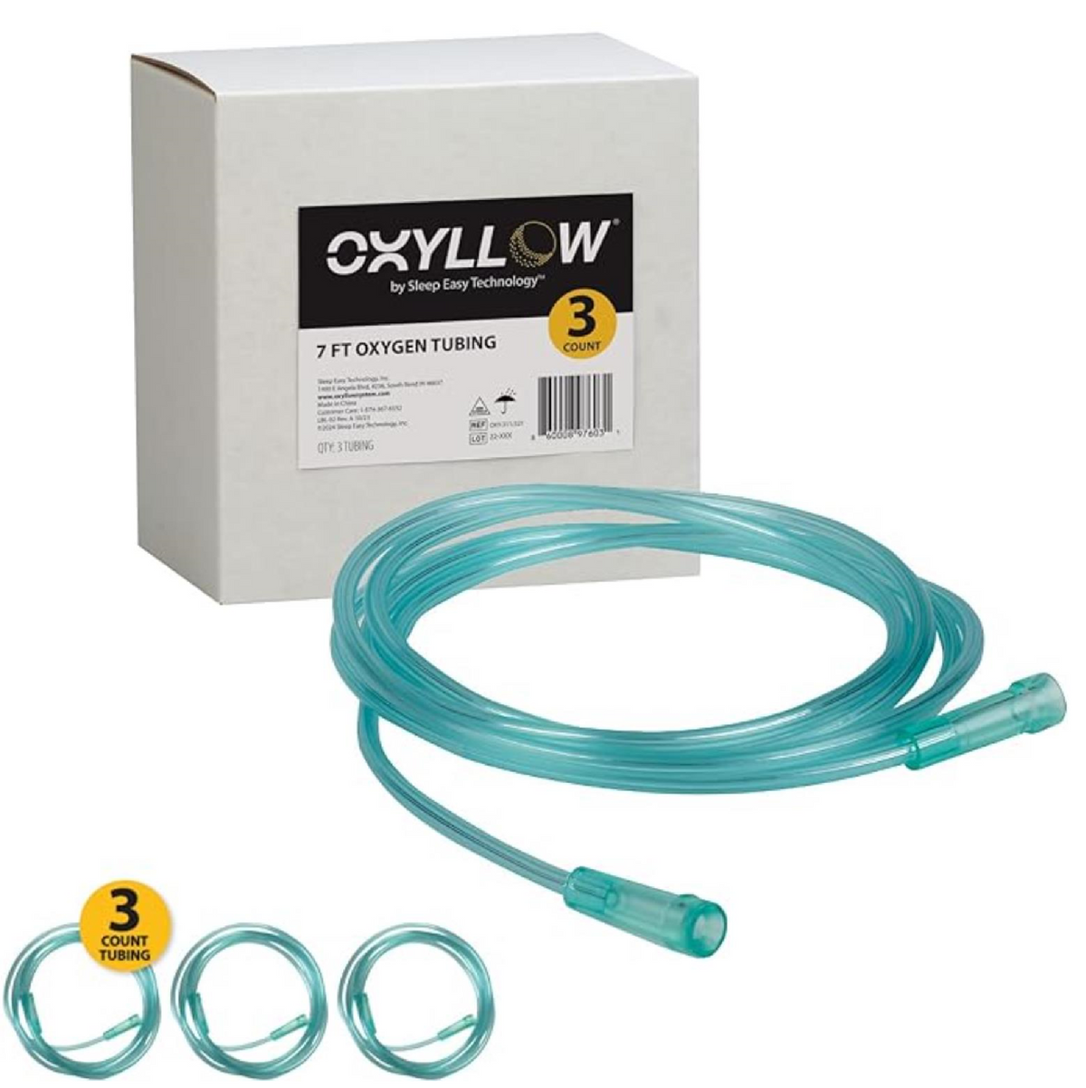 Oxyllow Oxygen Tubing: 3 Sets | 7 Foot Crush-Resistant Oxygen Tubing S ...